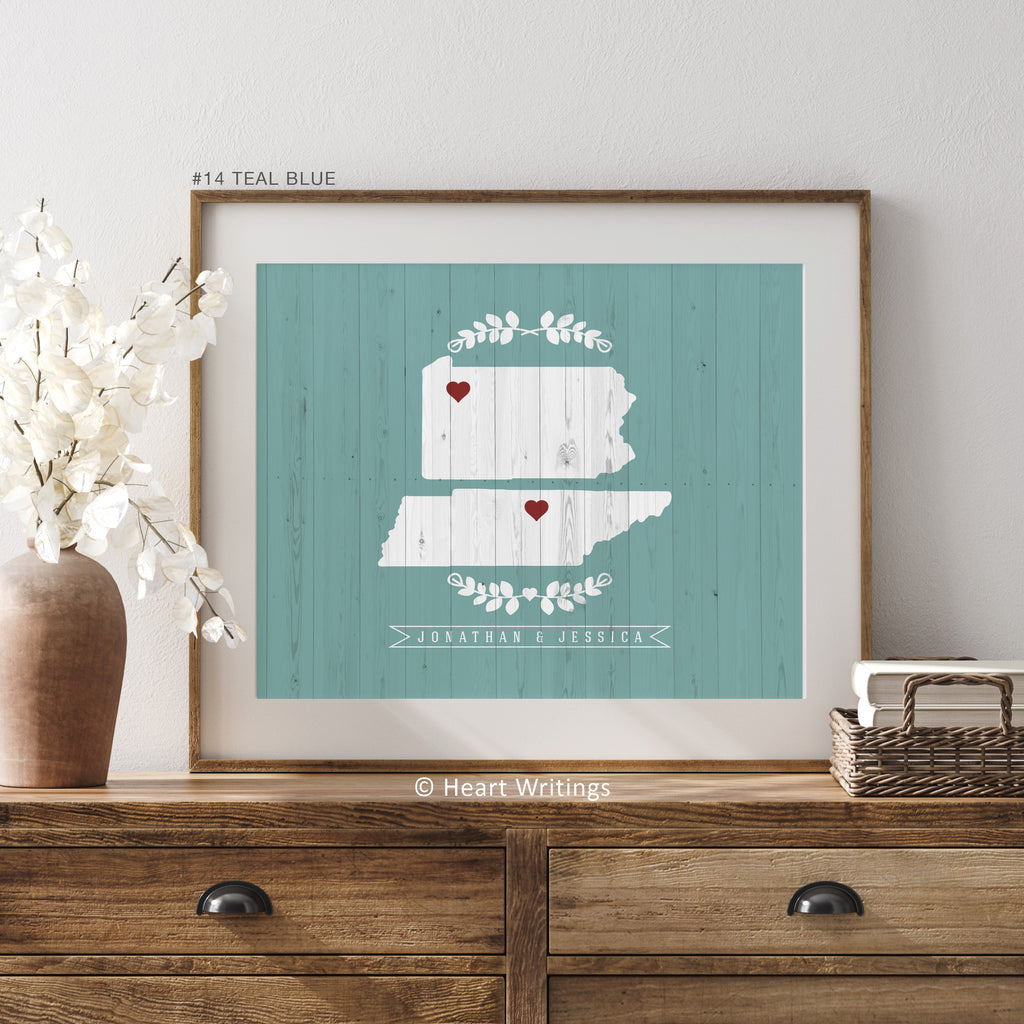 Personalized Two‑States Love Map Print | Custom Couples Art – HeartWritings